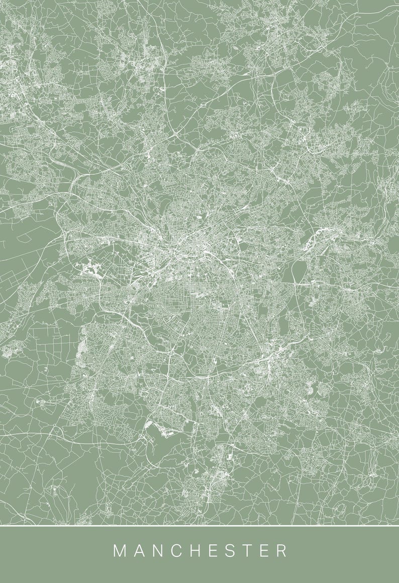 MANCHESTER ENGLAND MAP, Digital Download, Printable City Poster ...