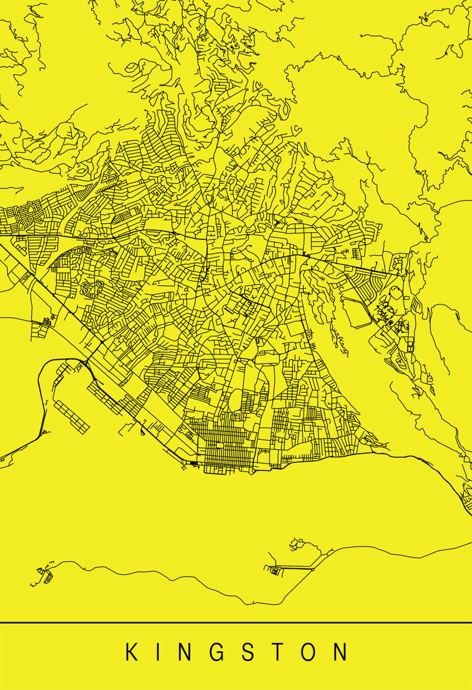 KINGSTON CITY MAP Modern Kingston Jamaica Art Print - Etsy