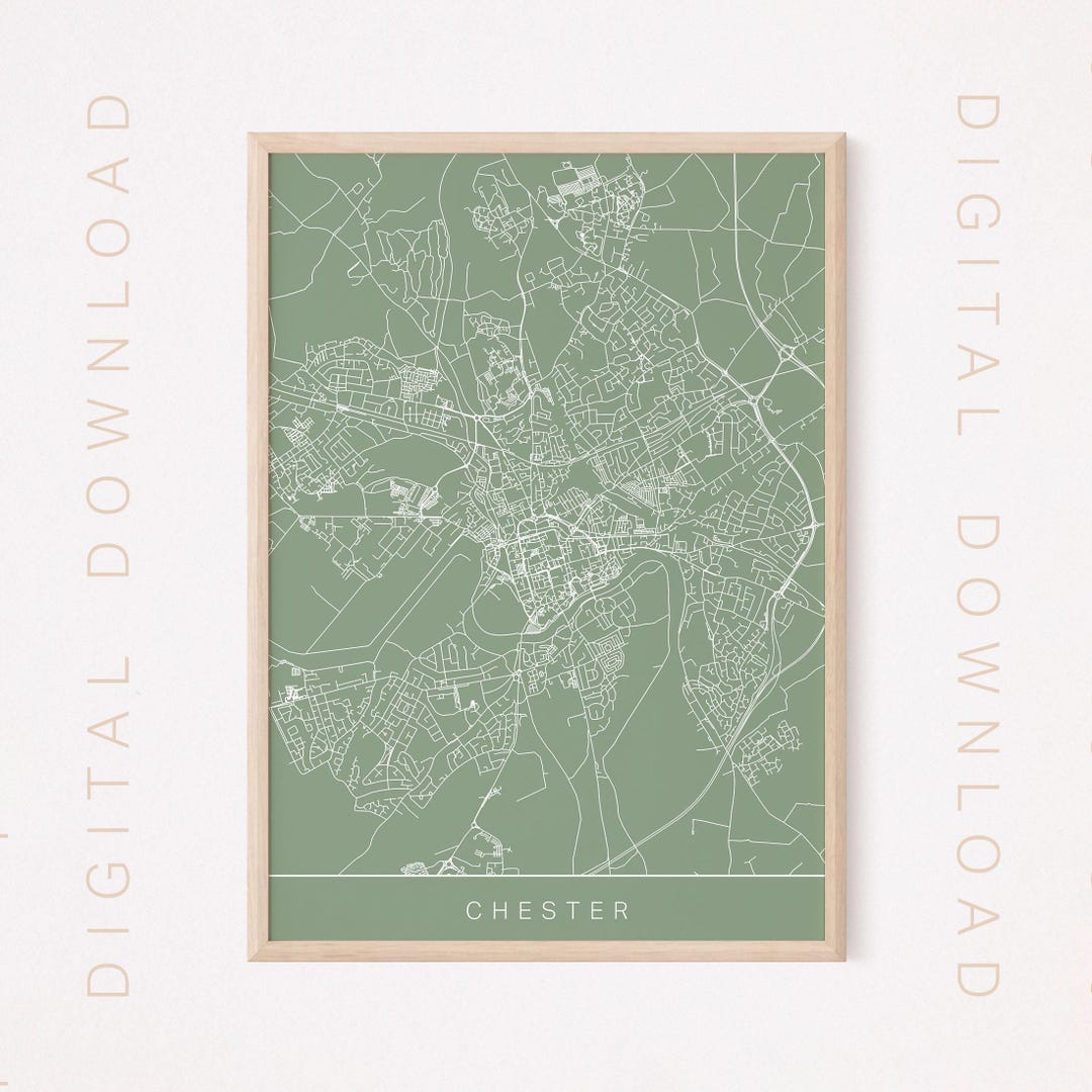 CHESTER ENGLAND MAP, Printable Digital Download, City Poster, High ...