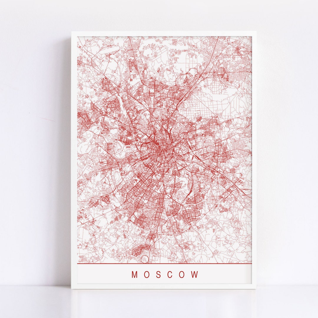 MOSCOW MAP - High Quality Giclee Print, Minimalist Moscow Art Print ...