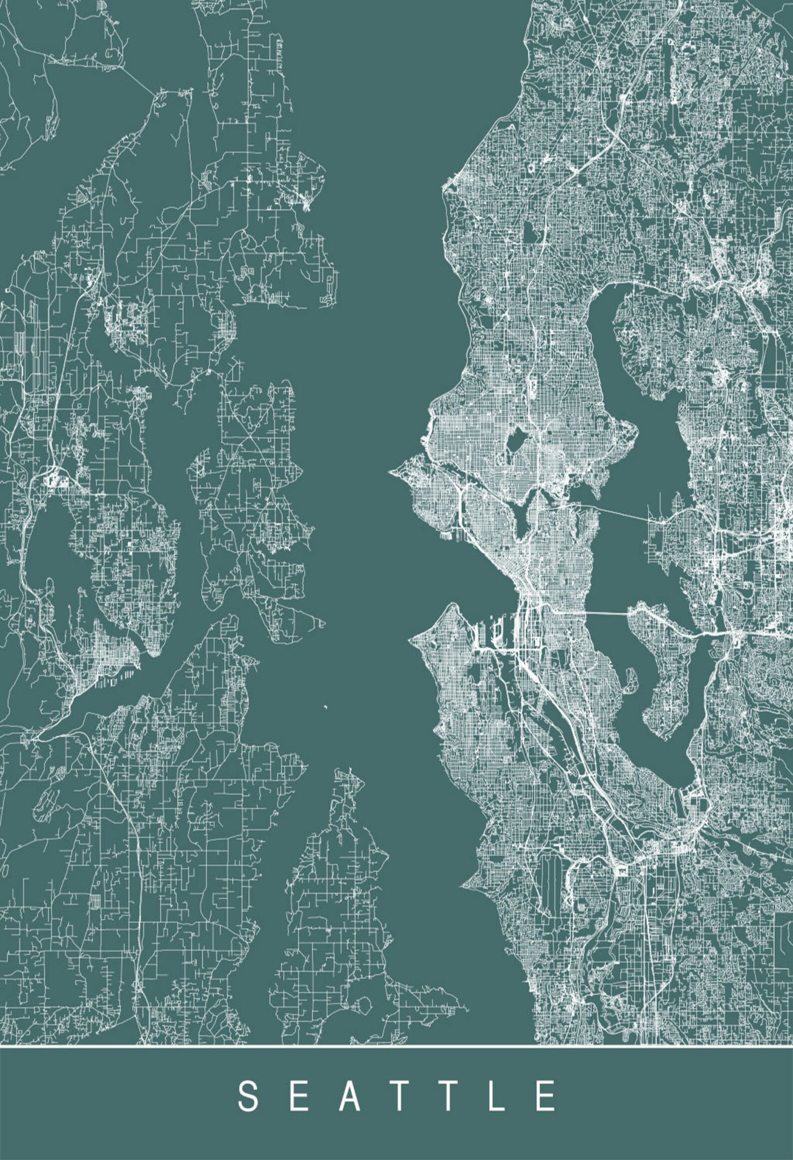 SEATTLE MAP PRINT Modern City Print Art Customizable City | Etsy