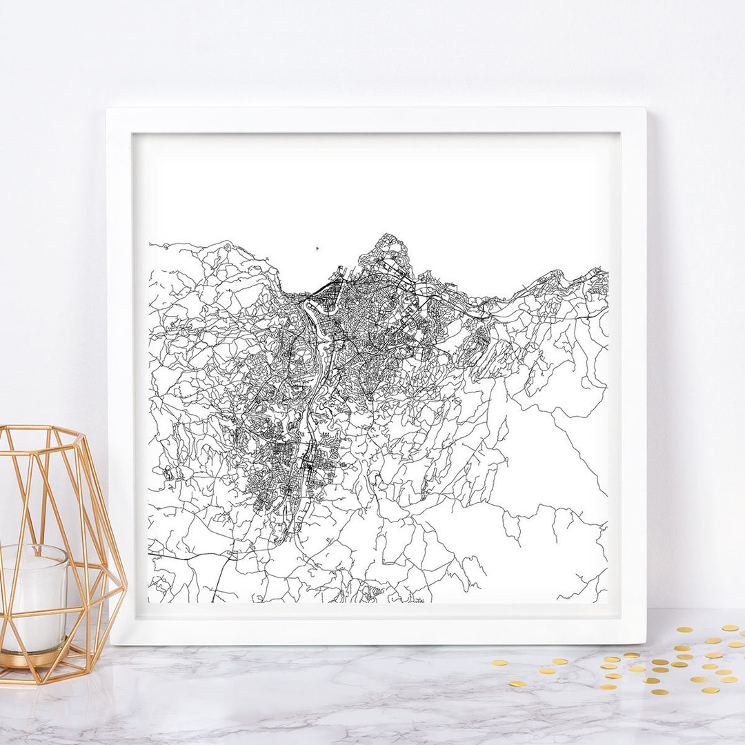 TRONDHEIM CITY MAP - Fine Art Map Poster - Trondheim Map Print ...