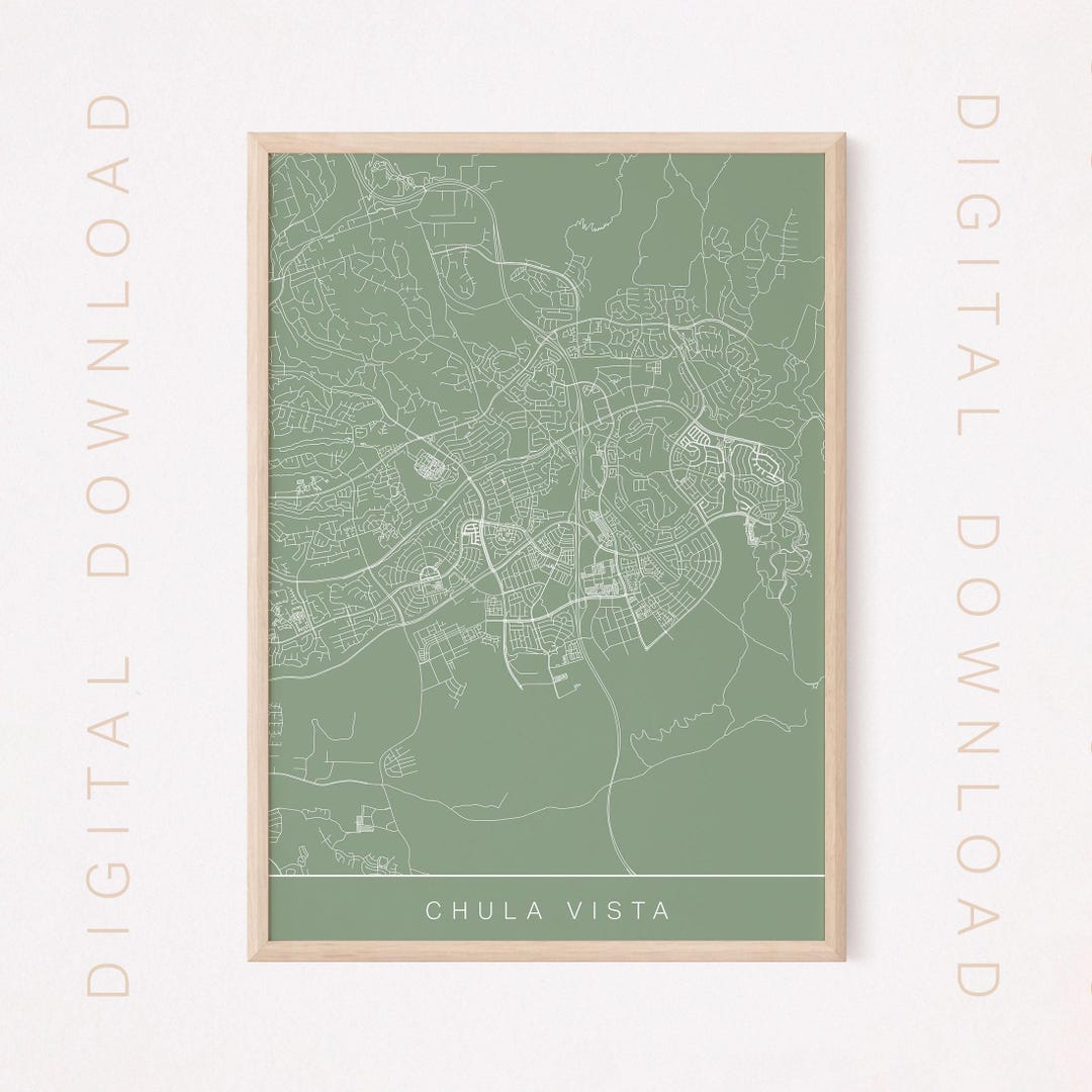 CHULA VISTA MAP, Printable California City Poster, Digital Download ...