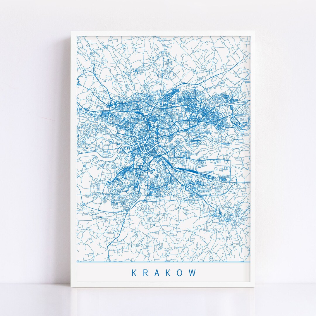 KRAKOW MAP - High Quality Giclee Print, Minimalist Krakow Art Print ...