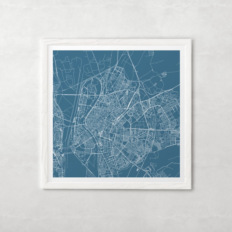 SEVILLE CITY MAP - Fine Art Map Poster - Modern Sevilla Spain Map Print ...