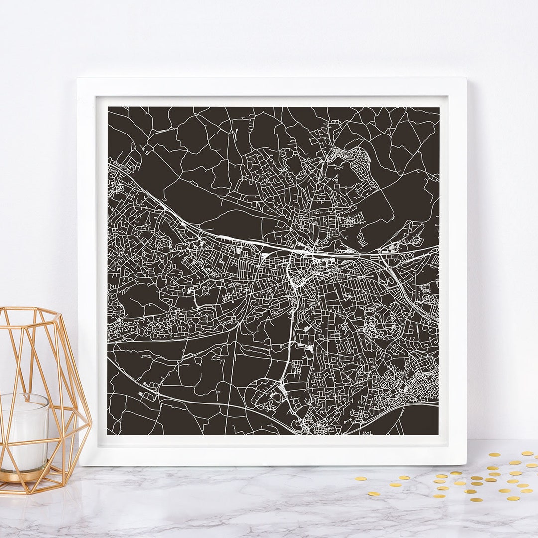 READING CITY Map - Fine Art Map Poster - Modern England UK Map Print ...