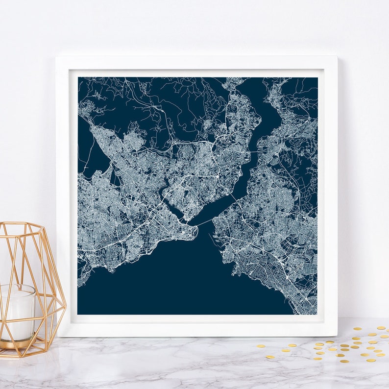 ISTANBUL CITY MAP Fine Art Map Poster Modern Turkey Turkish - Etsy