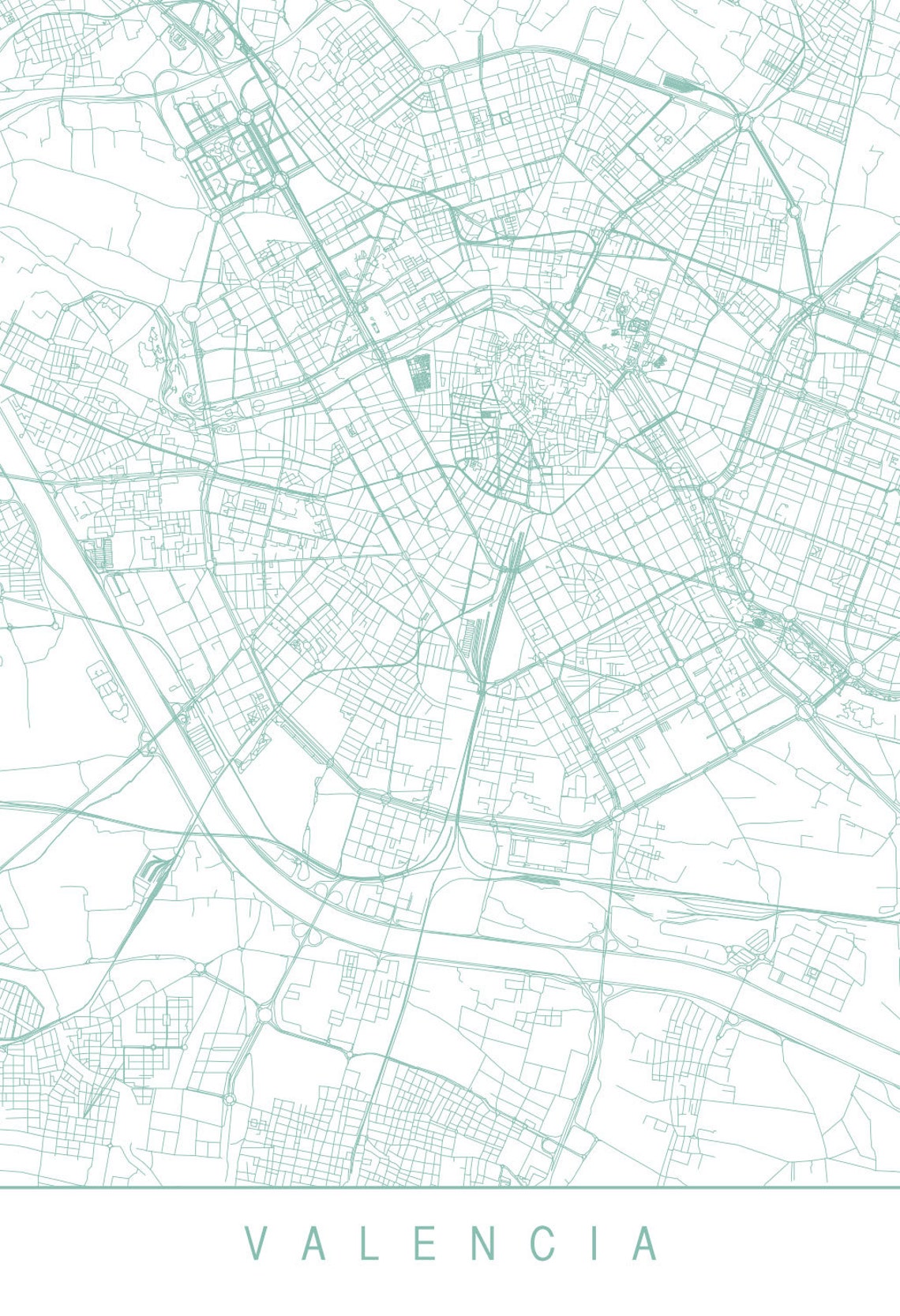VALENCIA MAP Minimalist Valencia Art Print Customizable - Etsy