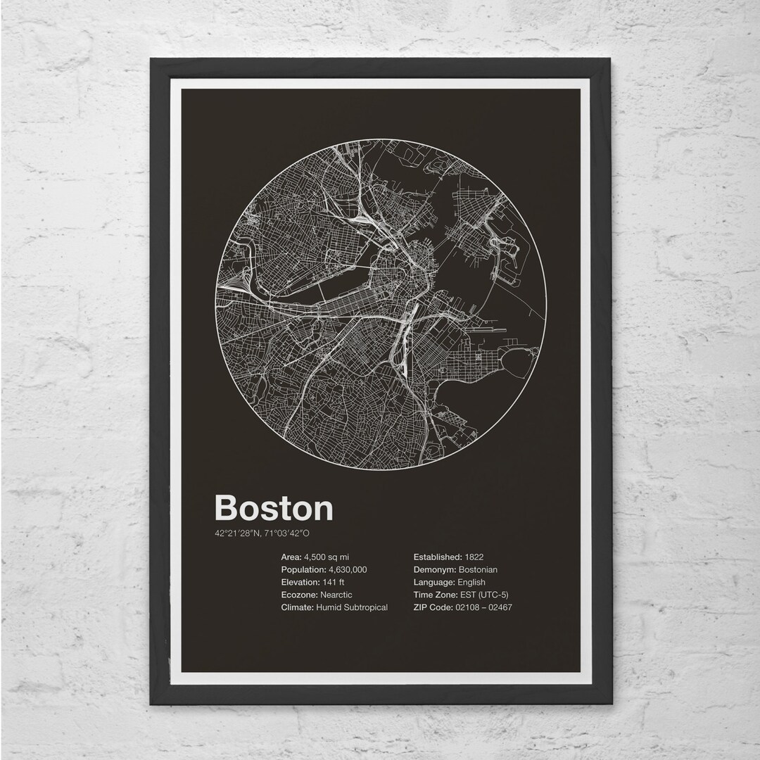 BOSTON INFO MAP - Boston, Massachusetts - Minimalist Map of Boston ...
