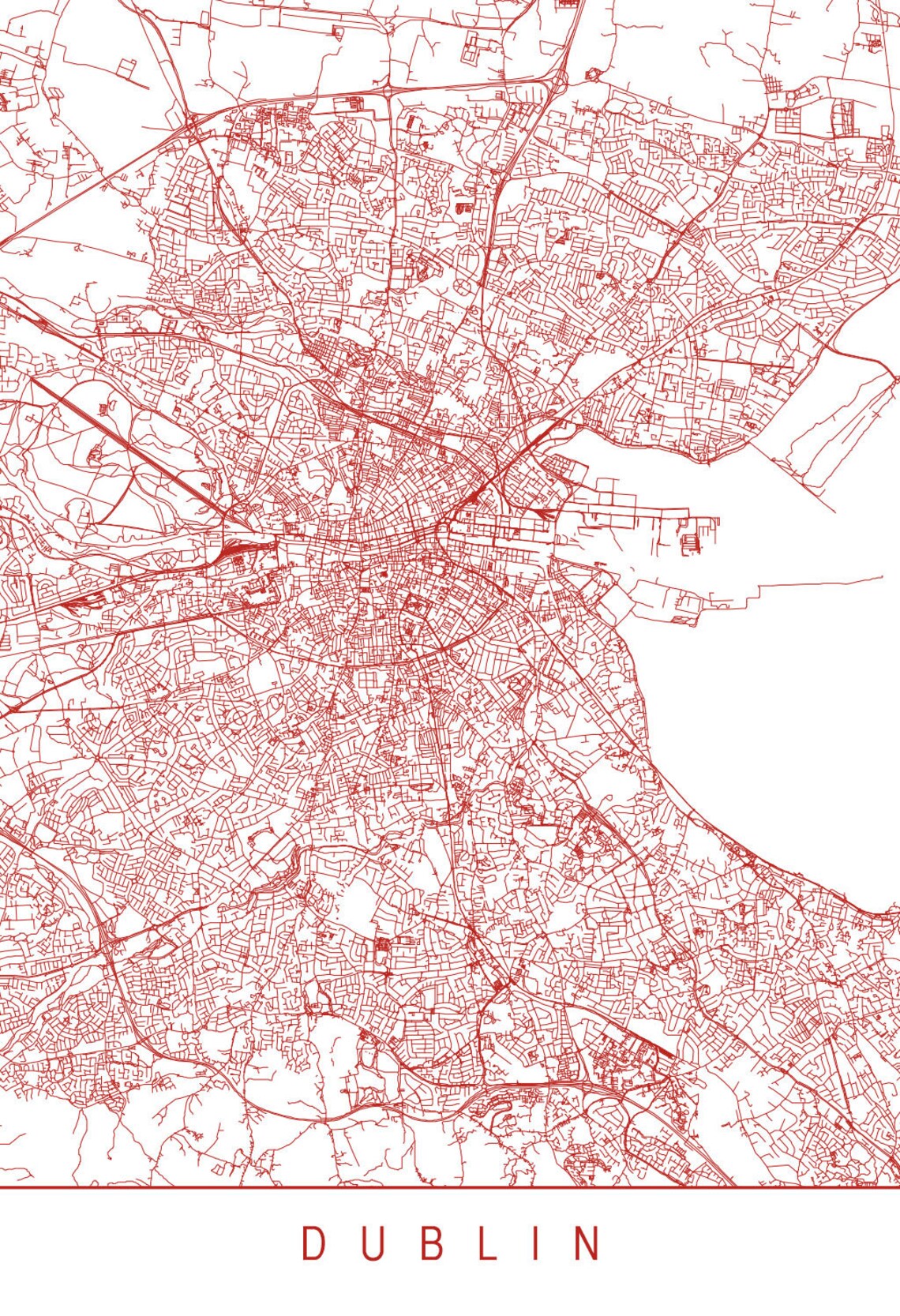 DUBLIN MAP - High Quality Giclee Print, Minimalist Dublin Art Print ...