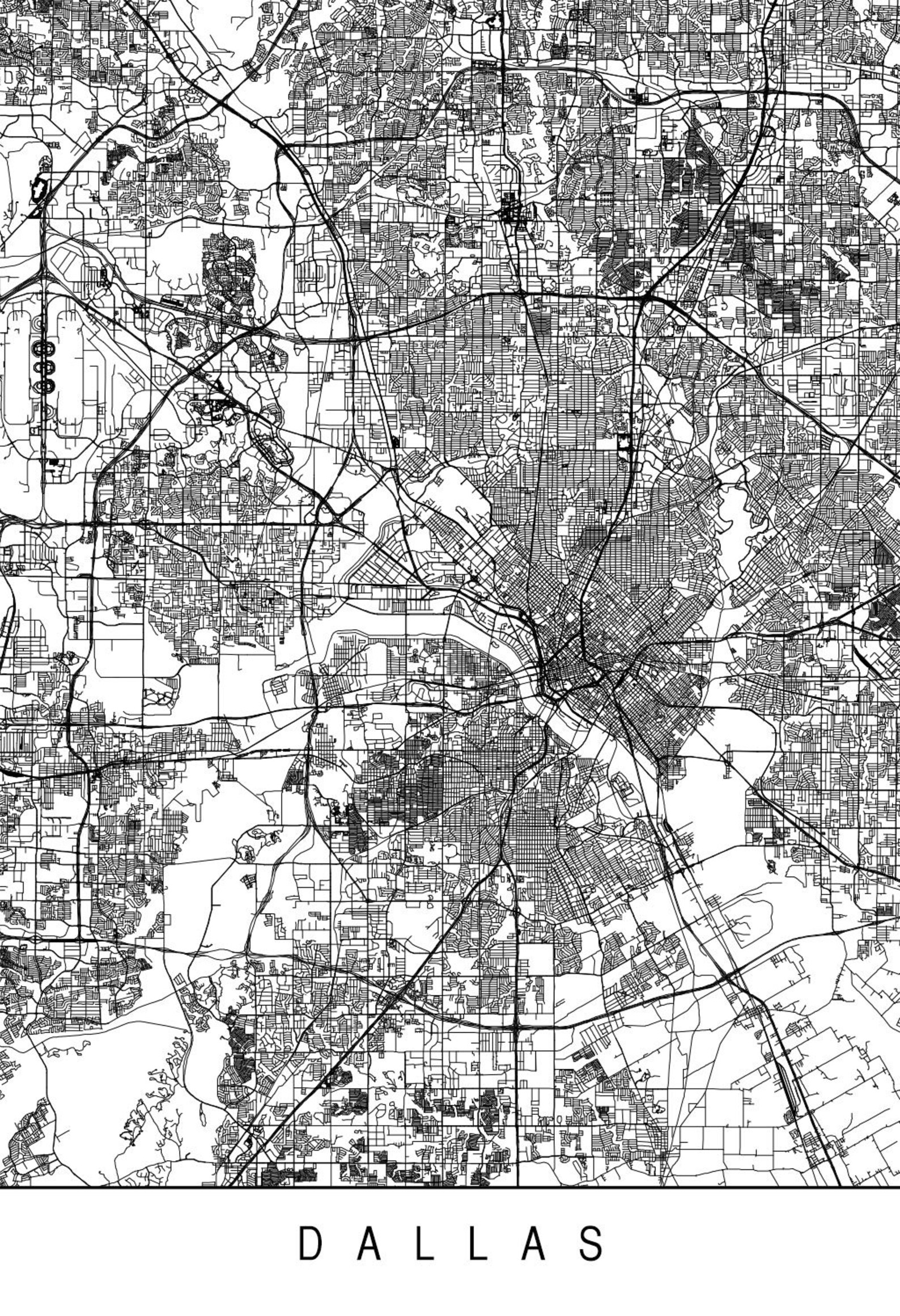 DALLAS MAP High Quality Giclee Print Minimalist Dallas Art - Etsy