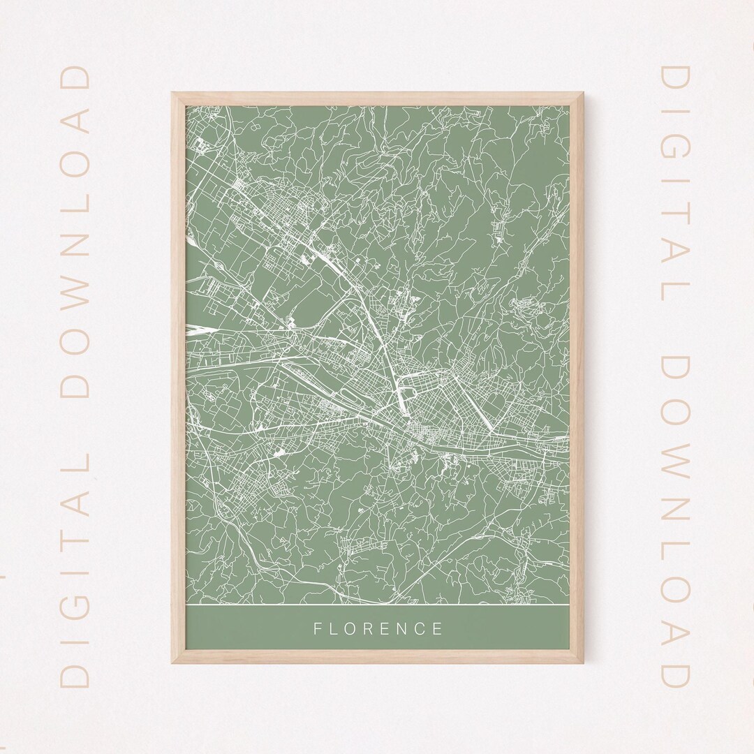 FLORENCE CITY MAP, Digital Print, Line Art City Map, Florence, Italy ...