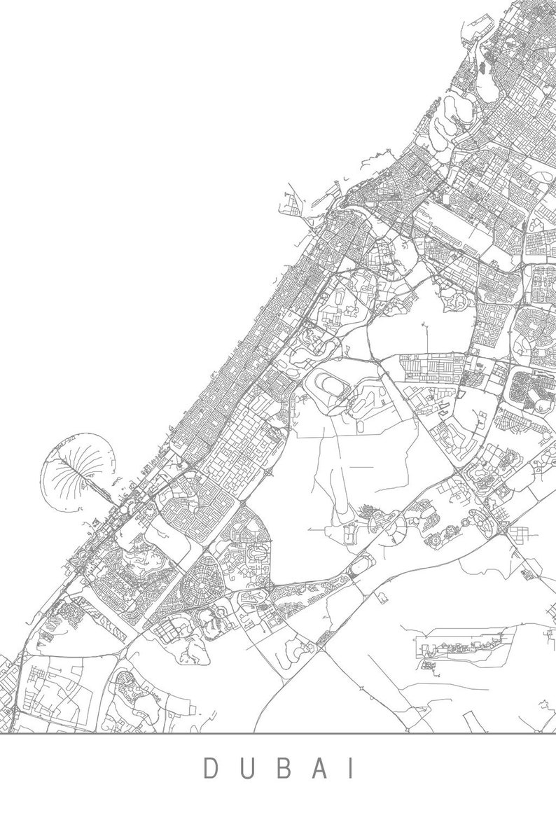 DUBAI MAP High Quality Giclee Print Minimalist Dubai Art | Etsy