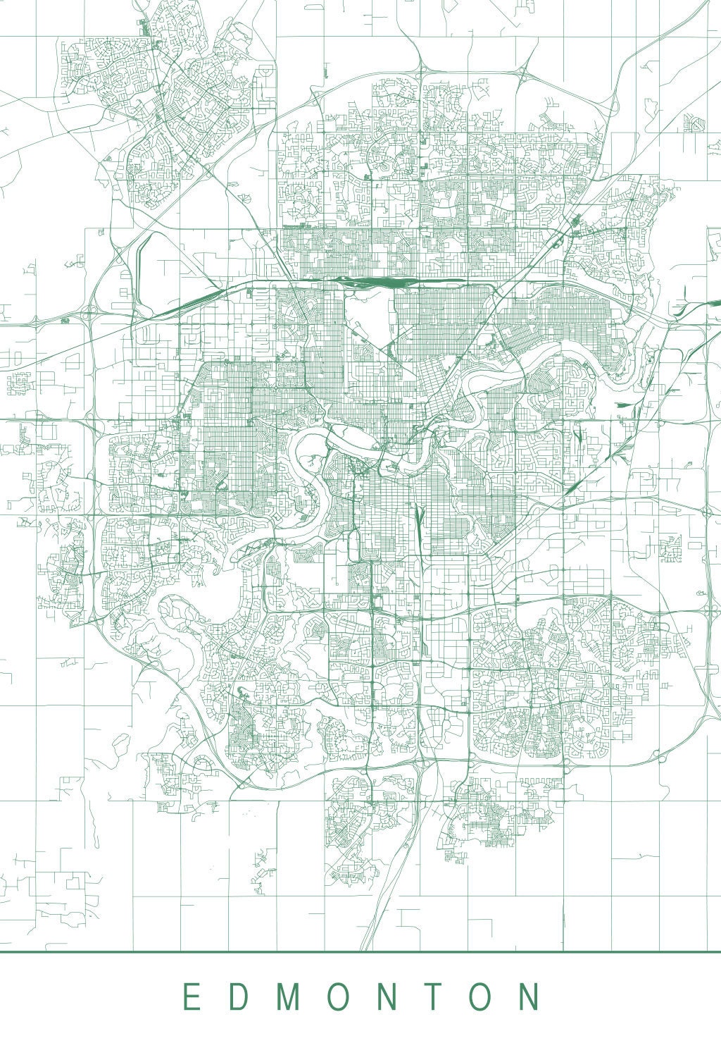 EDMONTON MAP High Quality Giclee Print Minimalist Edmonton | Etsy