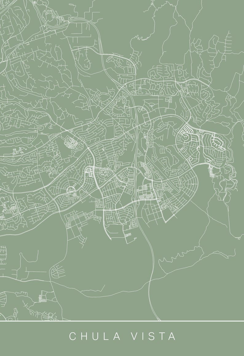 CHULA VISTA MAP, Printable California City Poster, Digital Download ...
