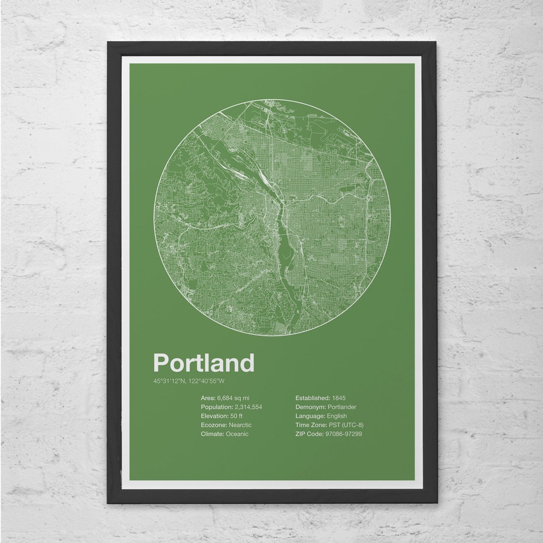 PORTLAND INFO MAP - Portland, Oregon - Minimalist Map of Portland ...