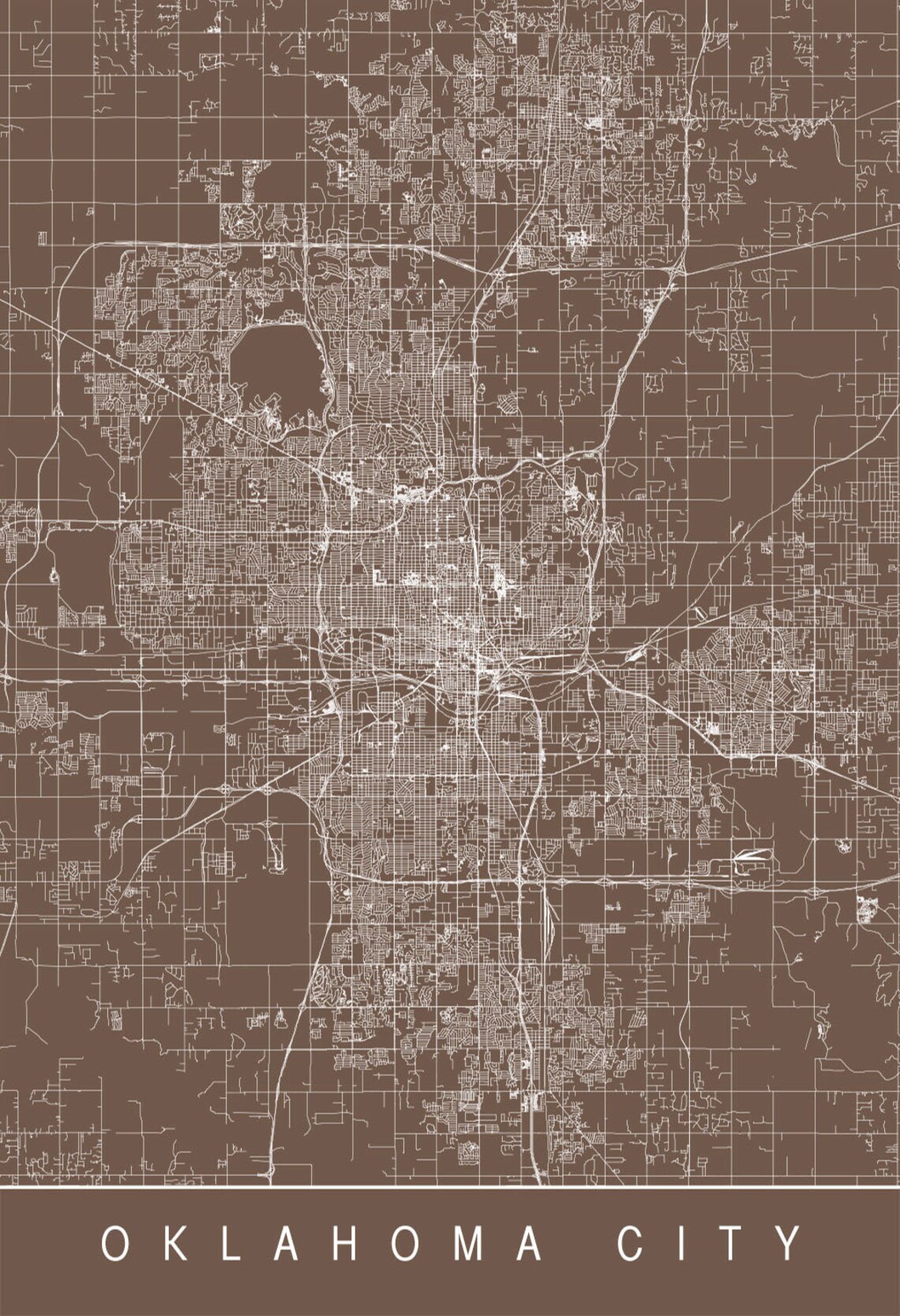 OKLAHOMA CITY MAP Art Print Modern City Print Art | Etsy