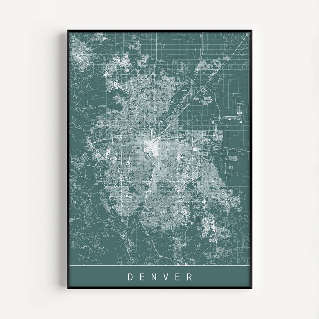 DENVER CITY MAP Art Print Line Art City Map Denver, Colorado Map Art ...