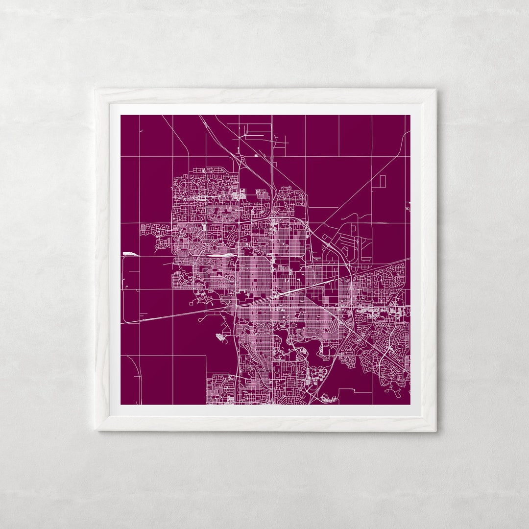 REGINA CITY MAP Fine Art Map Poster Modern Saskatchewan Canada Map ...