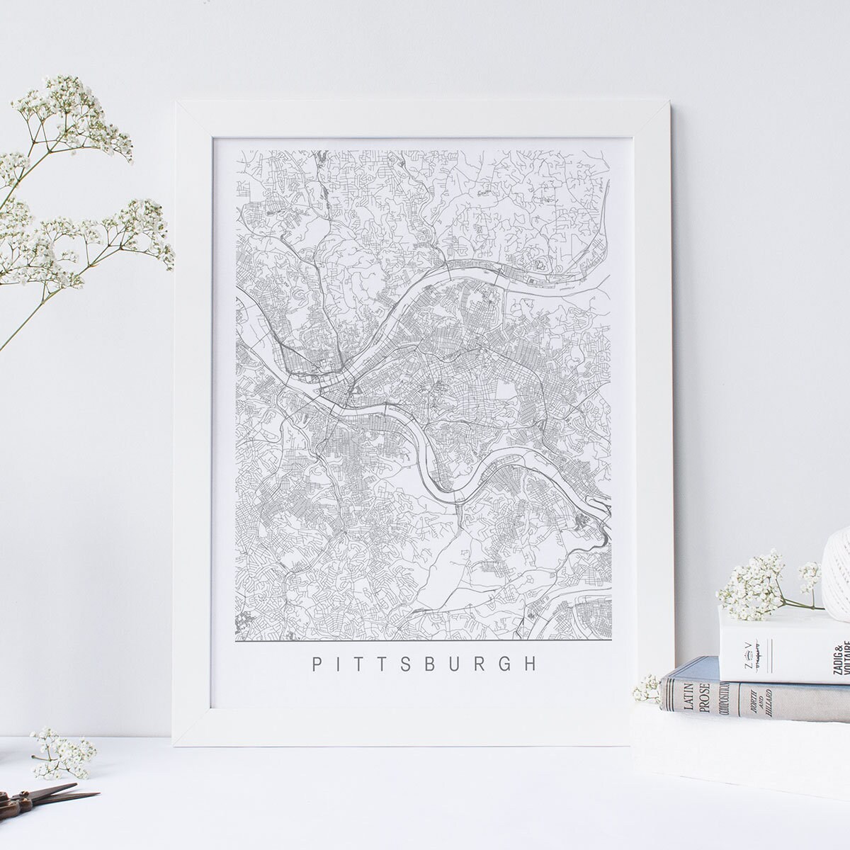 PITTSBURGH MAP Minimalist Pittsburgh Art Print Customizable | Etsy Canada