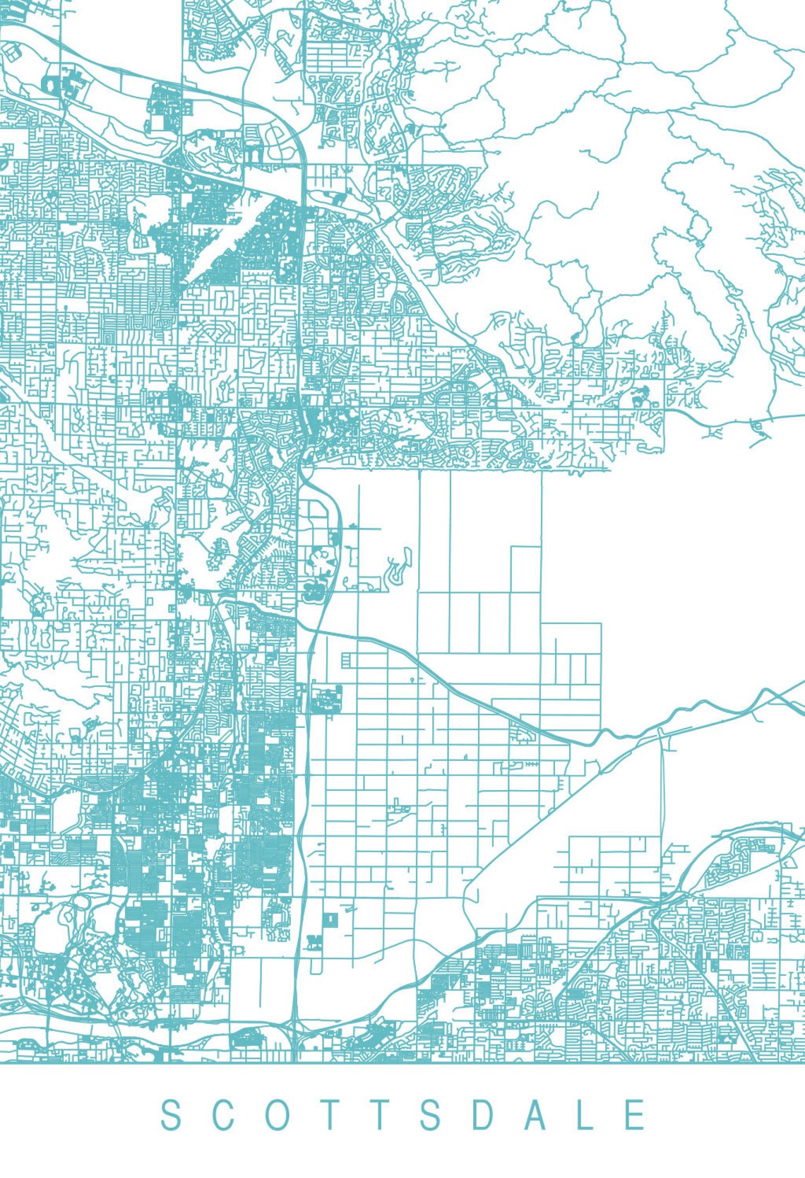 SCOTTSDALE ARIZONA MAP Customizable City Map High Quality - Etsy