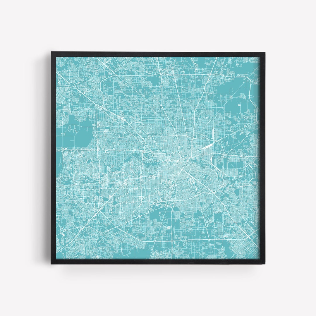 HOUSTON CITY MAP Fine Art Map Poster - Modern Texas United States Print ...