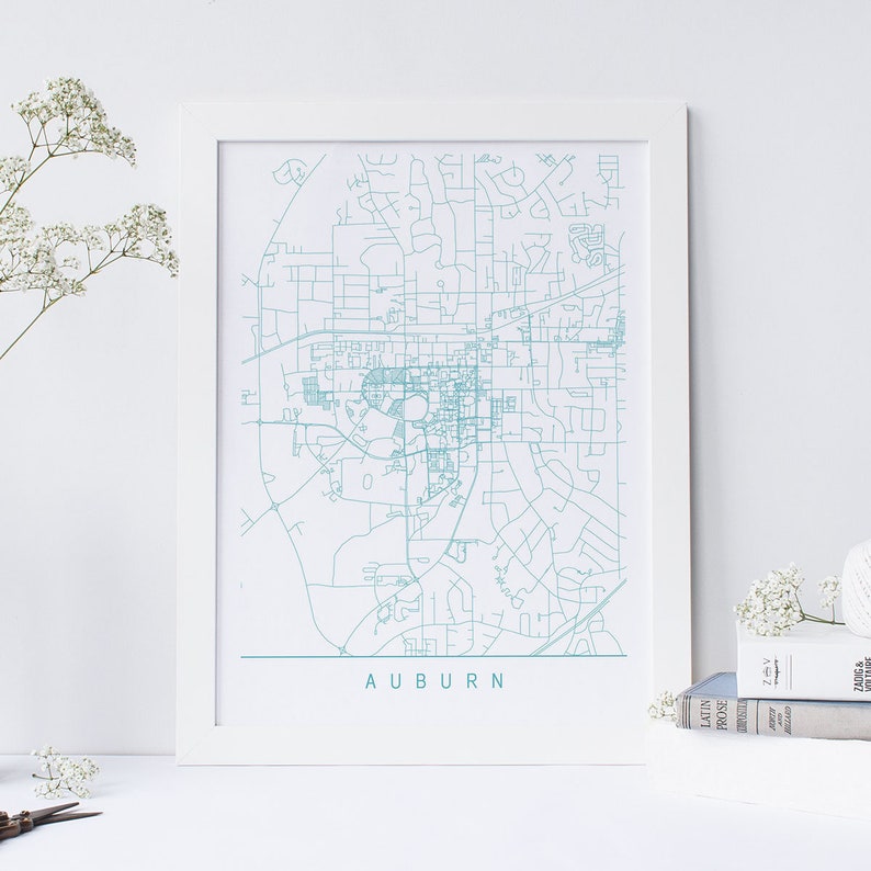 AUBURN MAP High Quality Giclee Print Minimalist Auburn Art | Etsy