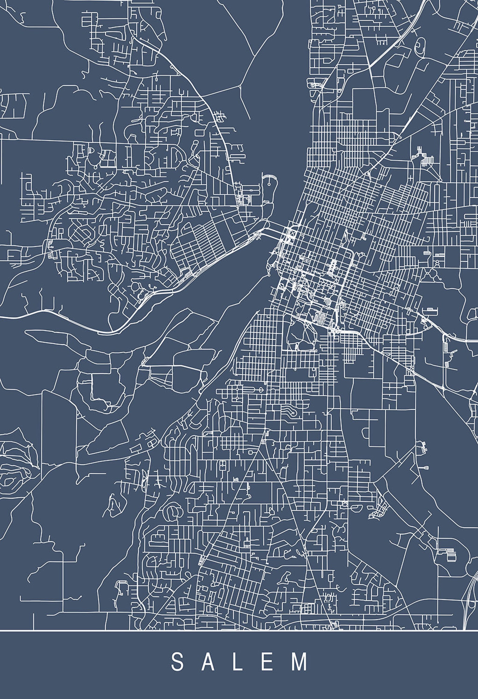 SALEM CITY MAP Line Art City Map Road Map of Salem Oregon | Etsy