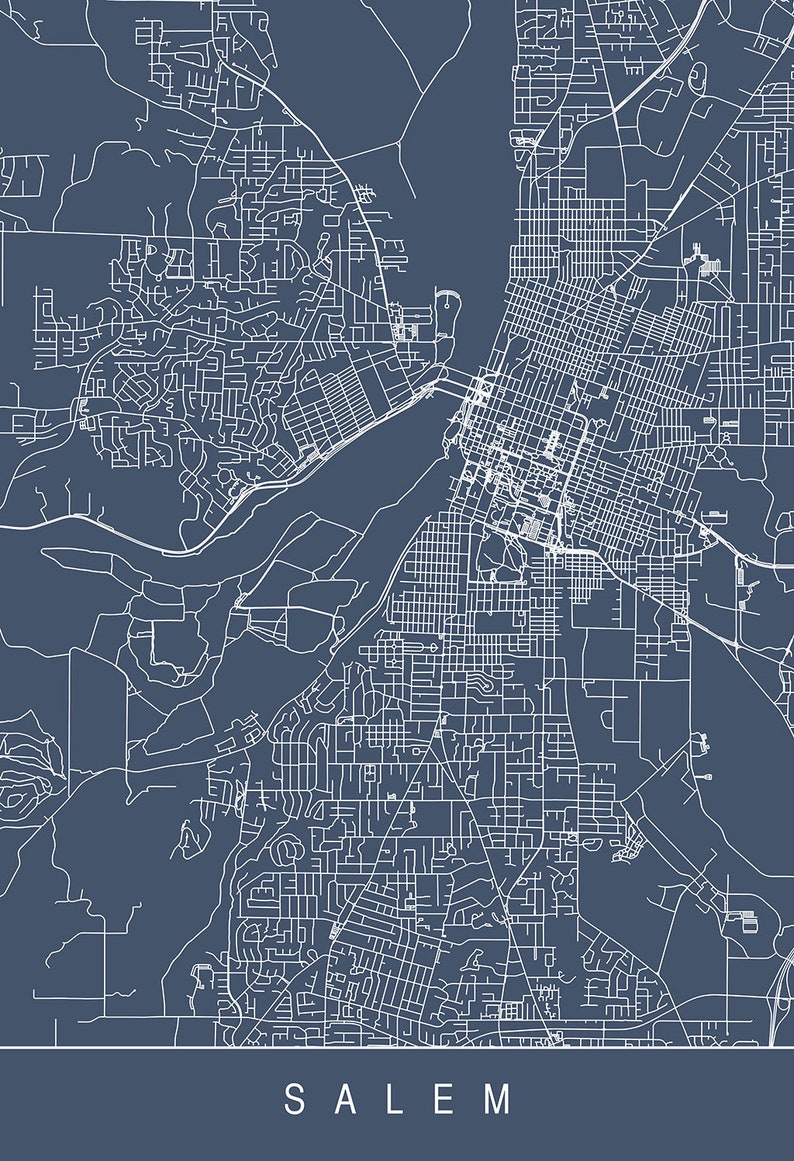 SALEM CITY MAP Line Art City Map Road Map of Salem Oregon | Etsy
