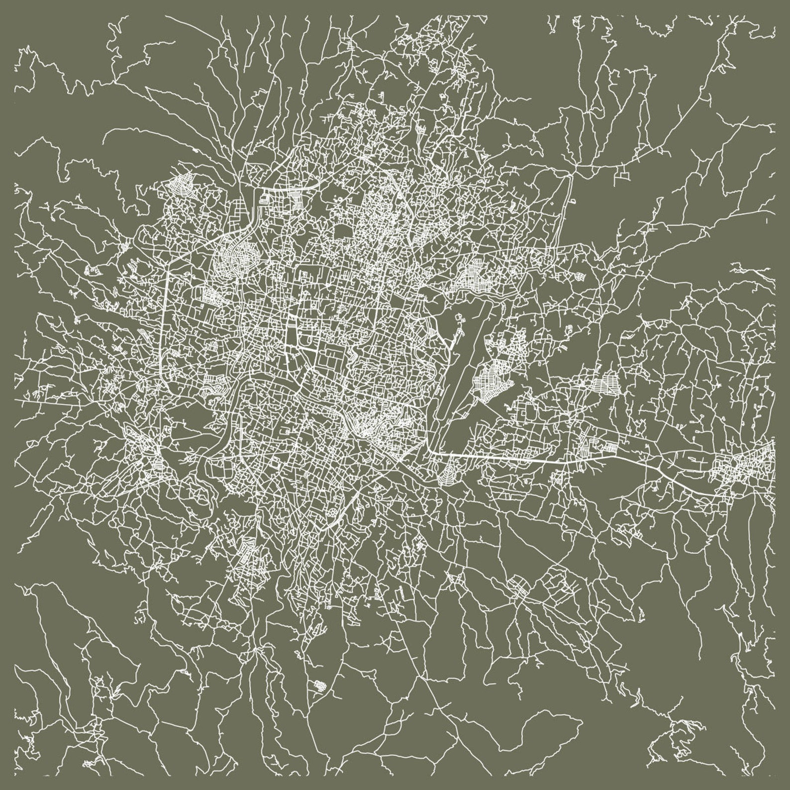 KATHMANDU CITY MAP Fine Art Map Poster Modern Nepal Nepalese - Etsy