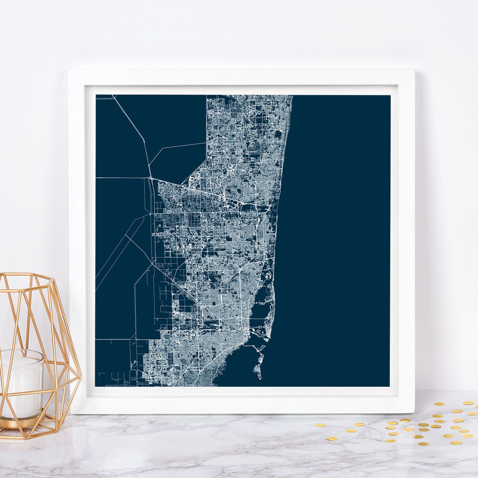 MIAMI MAP Print - Modern Florida USA Map Poster - Minimalist City ...