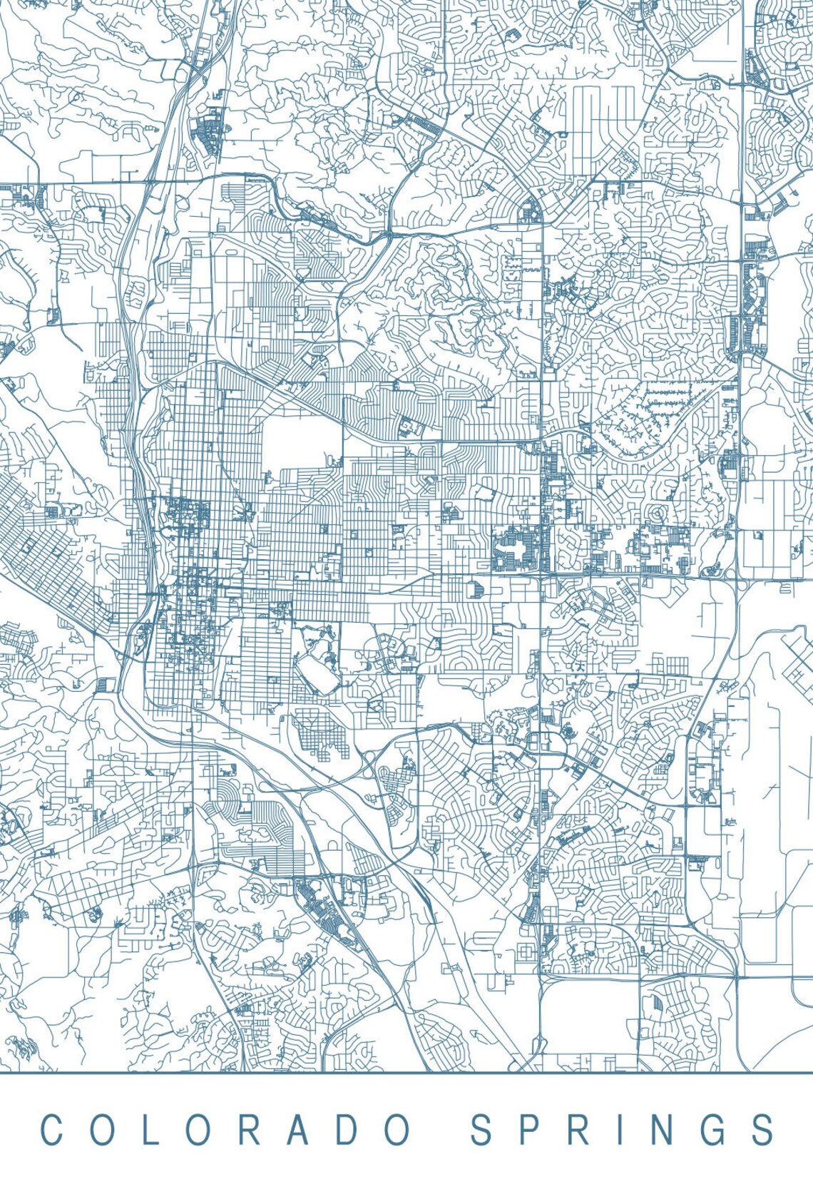 COLORADO SPRINGS MAP High Quality Giclee Print Minimalist | Etsy