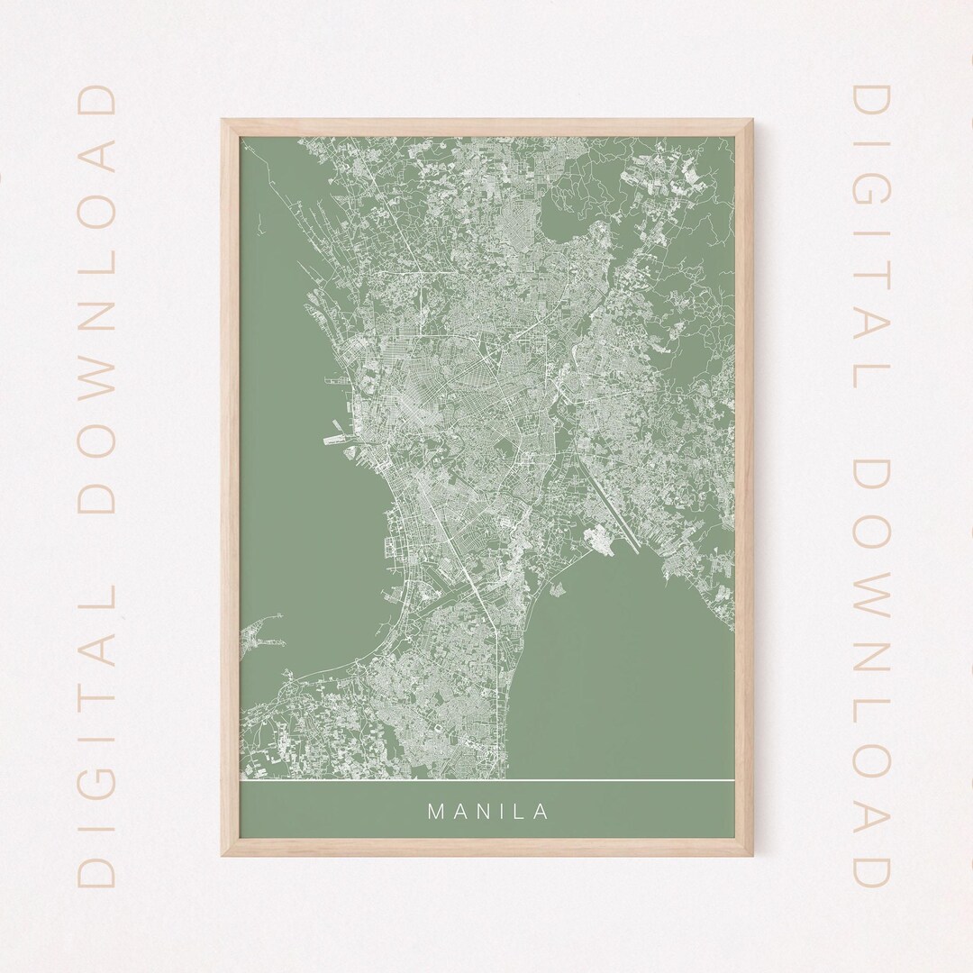 MANILA MAP ART, Digital Download, Modern Philipines City Poster ...