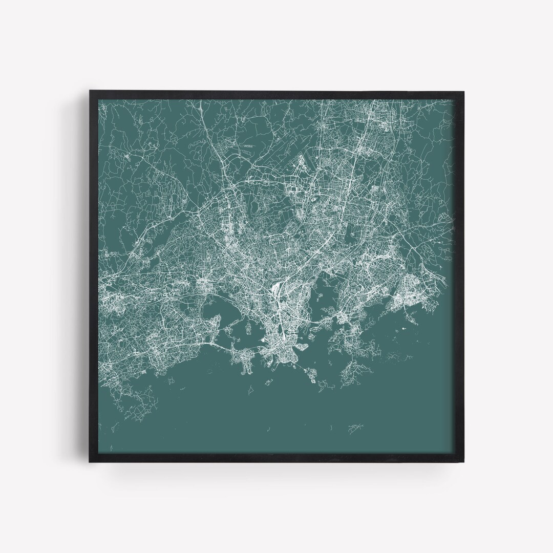HELSINKI CITY MAP Fine Art Map Poster - Modern Finland Finnish Print ...