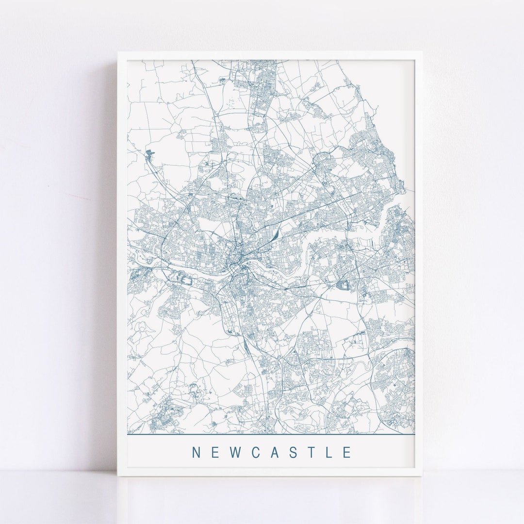 NEWCASTLE MAP - High Quality Giclee Print, Minimalist Newcastle Art ...