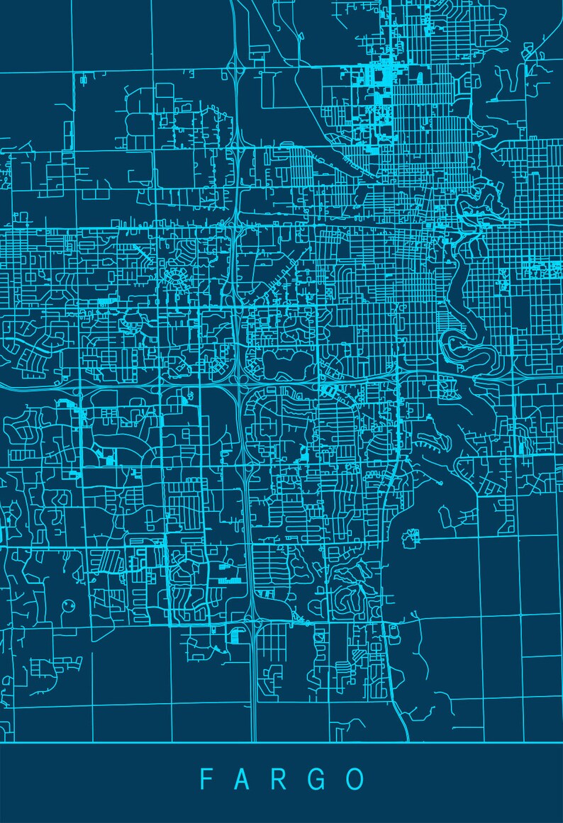 FARGO MAP Modern Fargo Art Print Minimalist City Map - Etsy