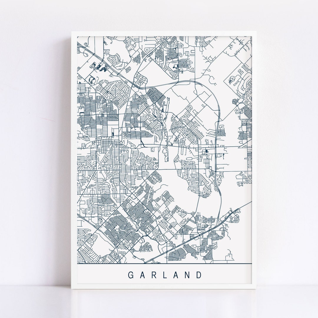 GARLAND TEXAS MAP Mapa de la ciudad personalizable, impresión Giclee de ...
