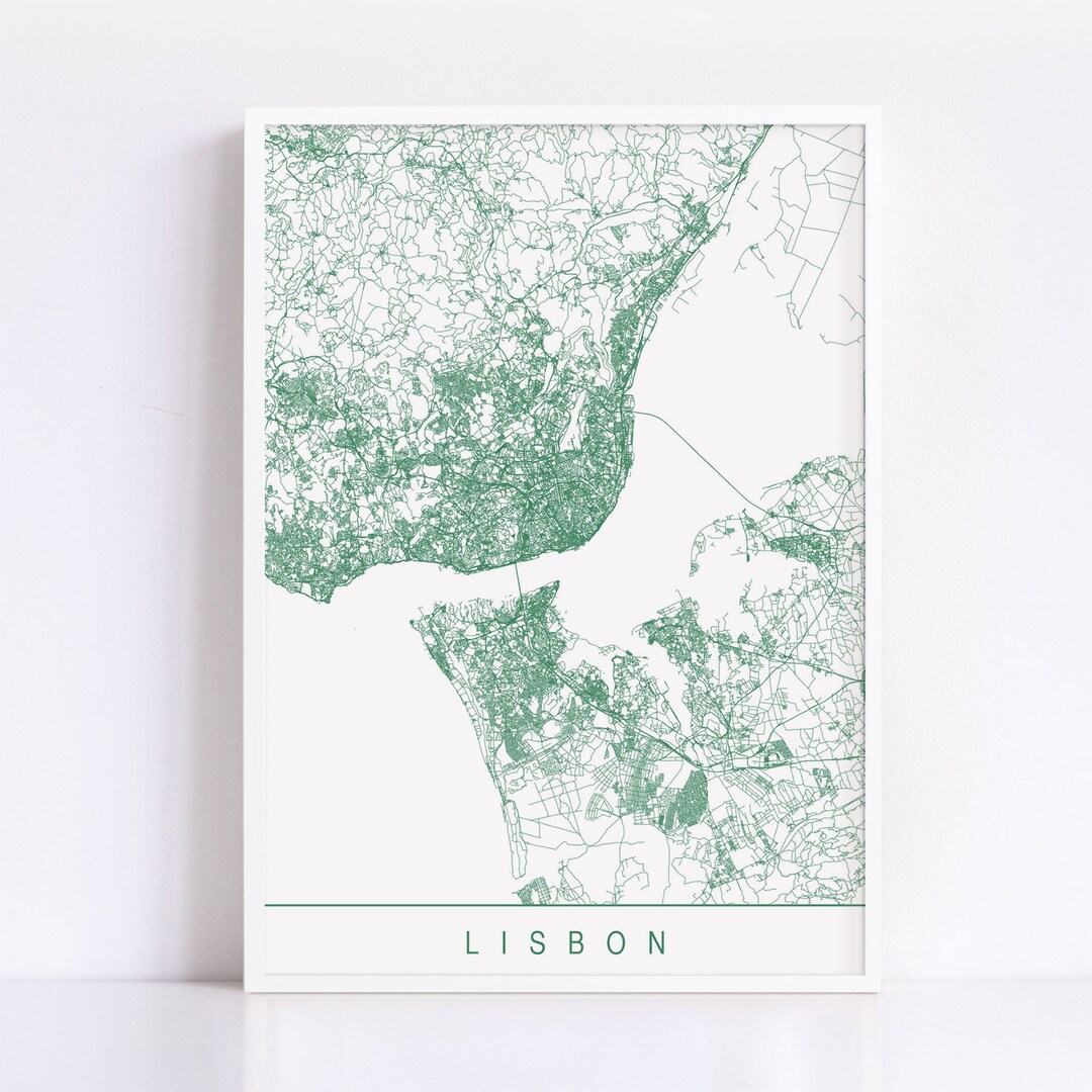 LISBON MAP - High Quality Giclee Print, Minimalist Lisbon Art Print ...