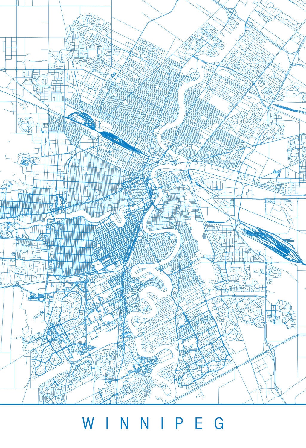 WINNIPEG MAP Minimalist Winnipeg Art Print Customizable | Etsy