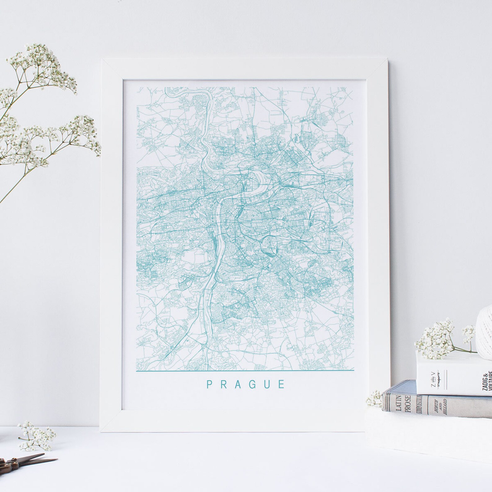 PRAGUE MAP Minimalist Prague Art Print Customizable City - Etsy
