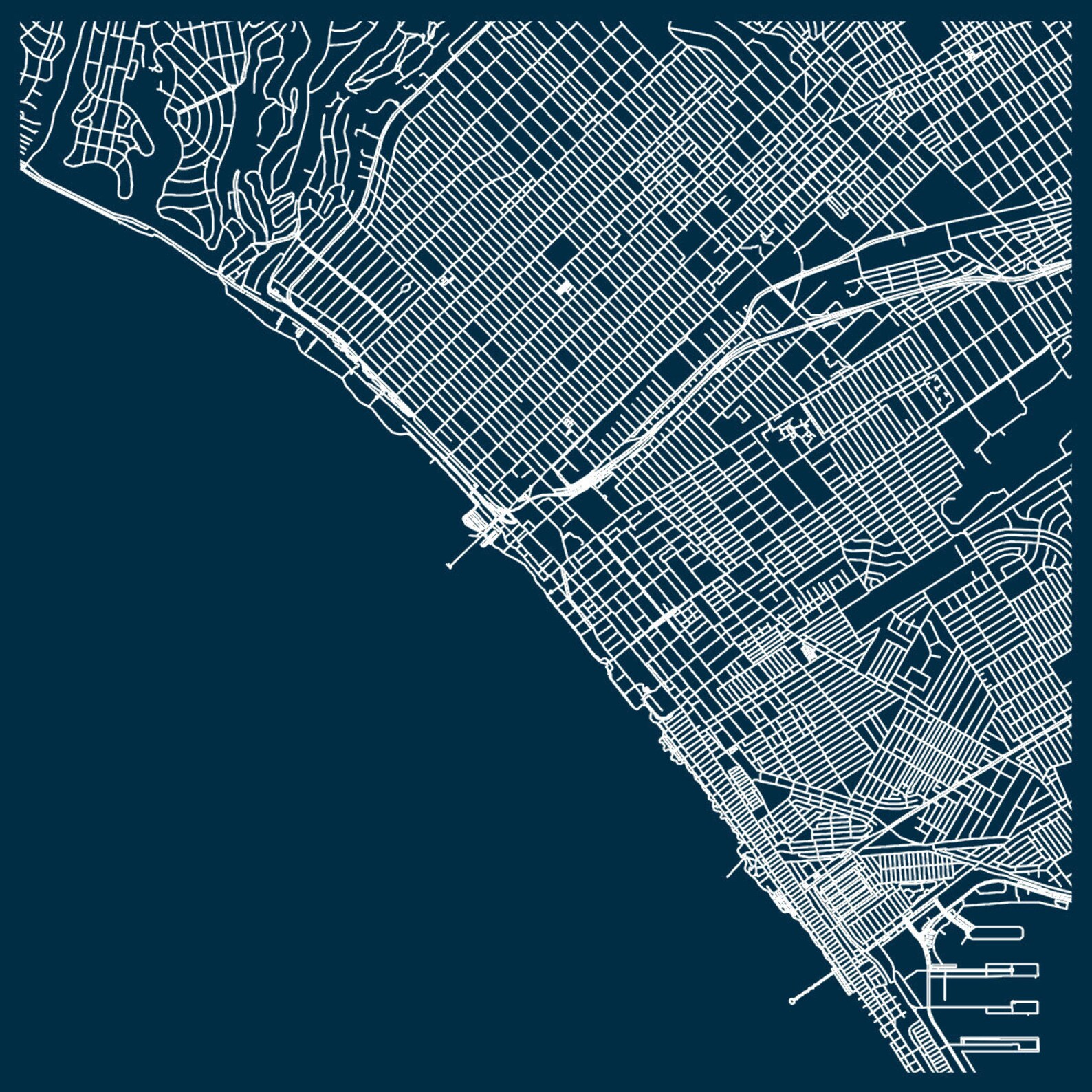 SANTA MONICA City Map Fine Art Map Poster Modern California | Etsy