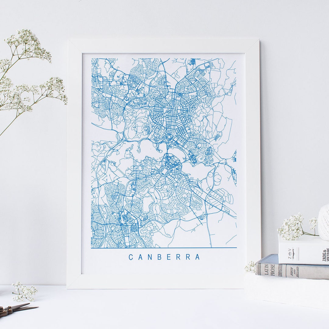 CANBERRA MAP High Quality Giclee Print Minimalist Canberra - Etsy