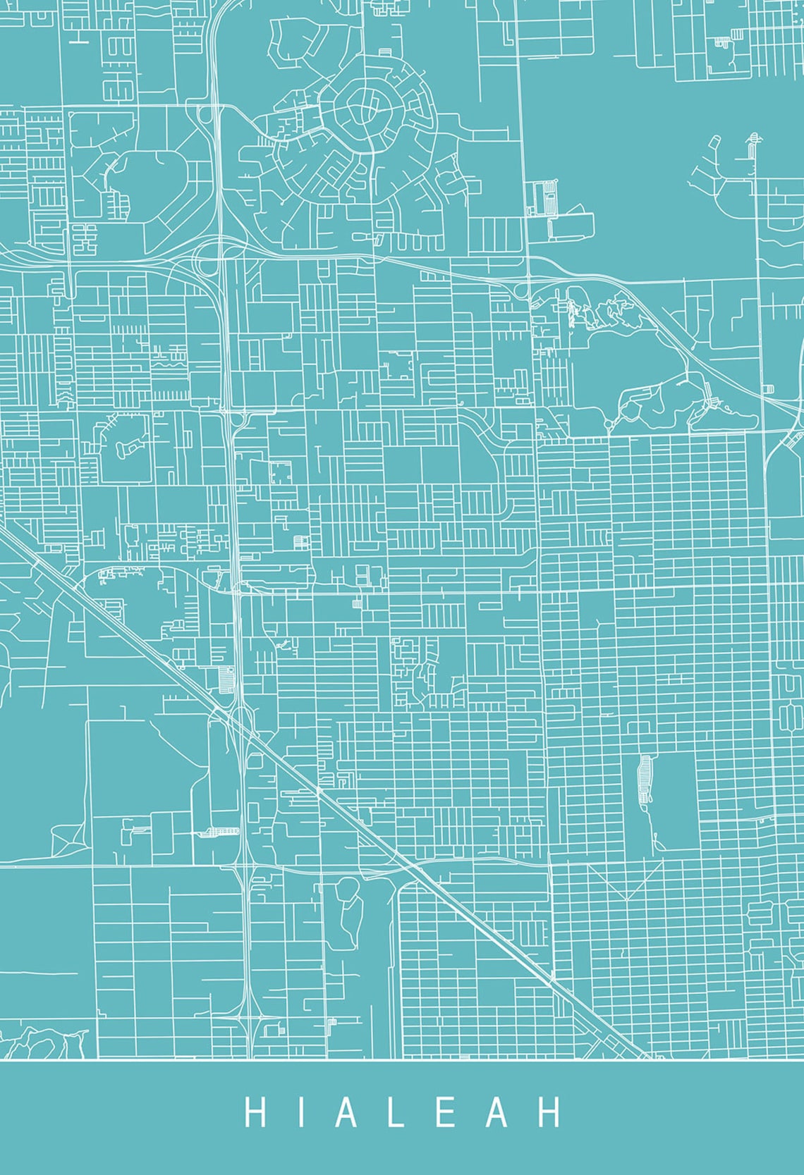 HIALEAH CITY MAP Line Art City Map Road Map of Hialeah - Etsy