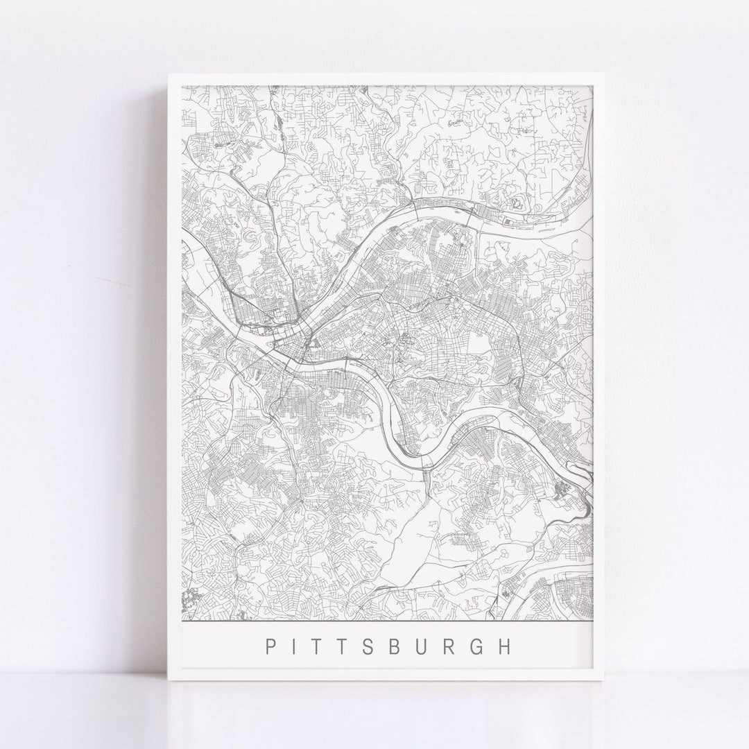 PITTSBURGH MAP - Minimalist Pittsburgh Art Print, Customizable City Map ...