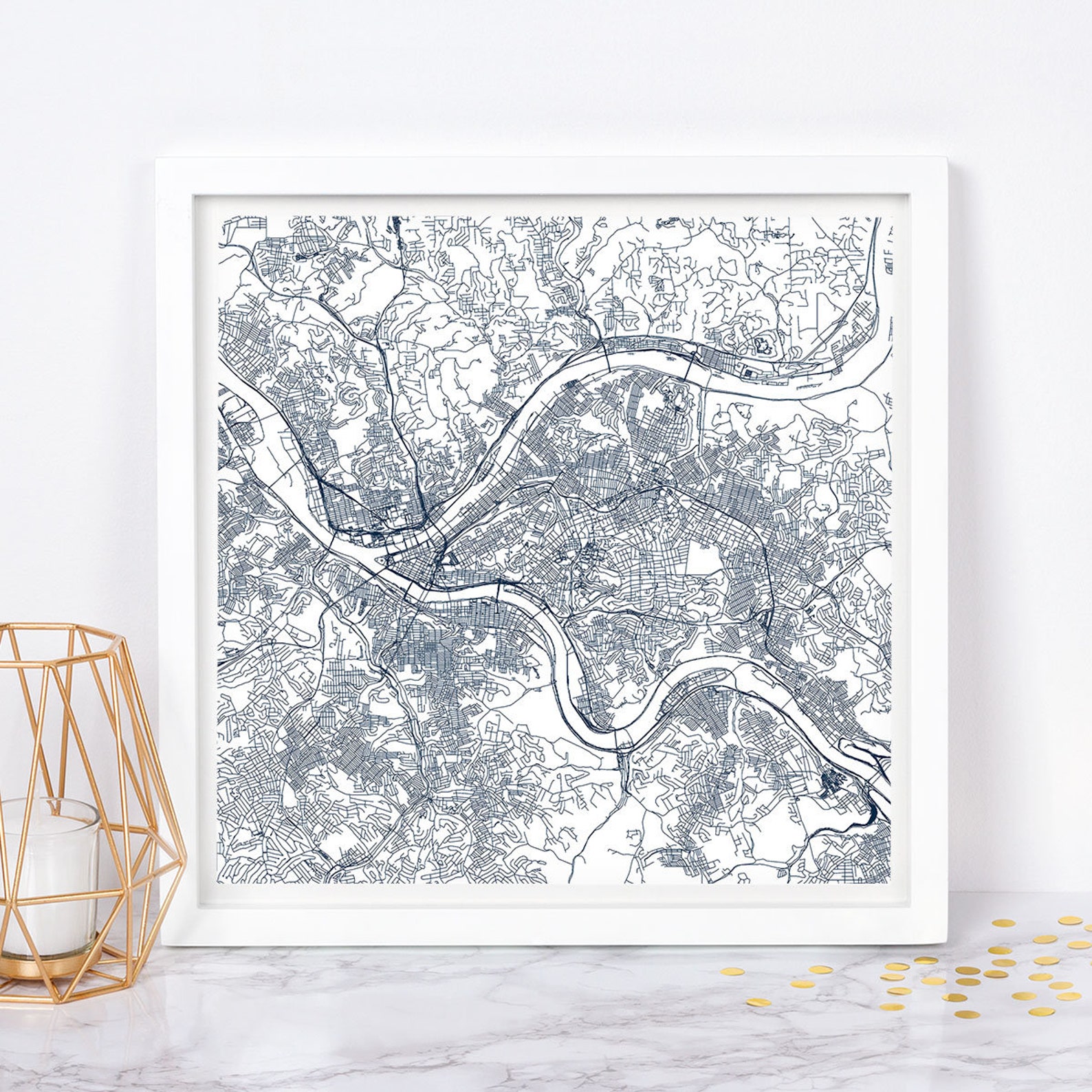 PITTSBURGH CITY MAP - Fine Art Map Poster - Pittsburgh Pennsylvania Map ...