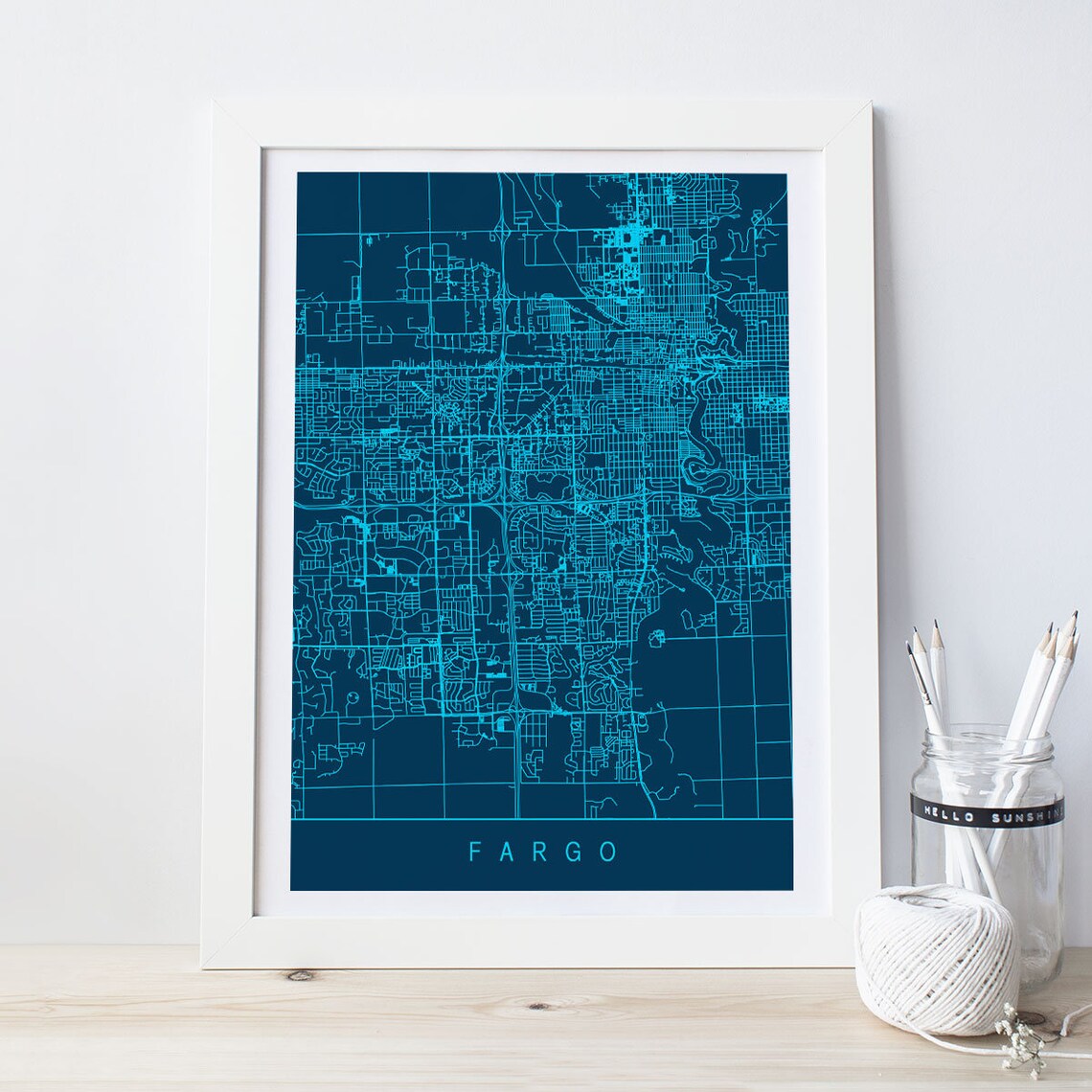 FARGO MAP Modern Fargo Art Print Minimalist City Map - Etsy