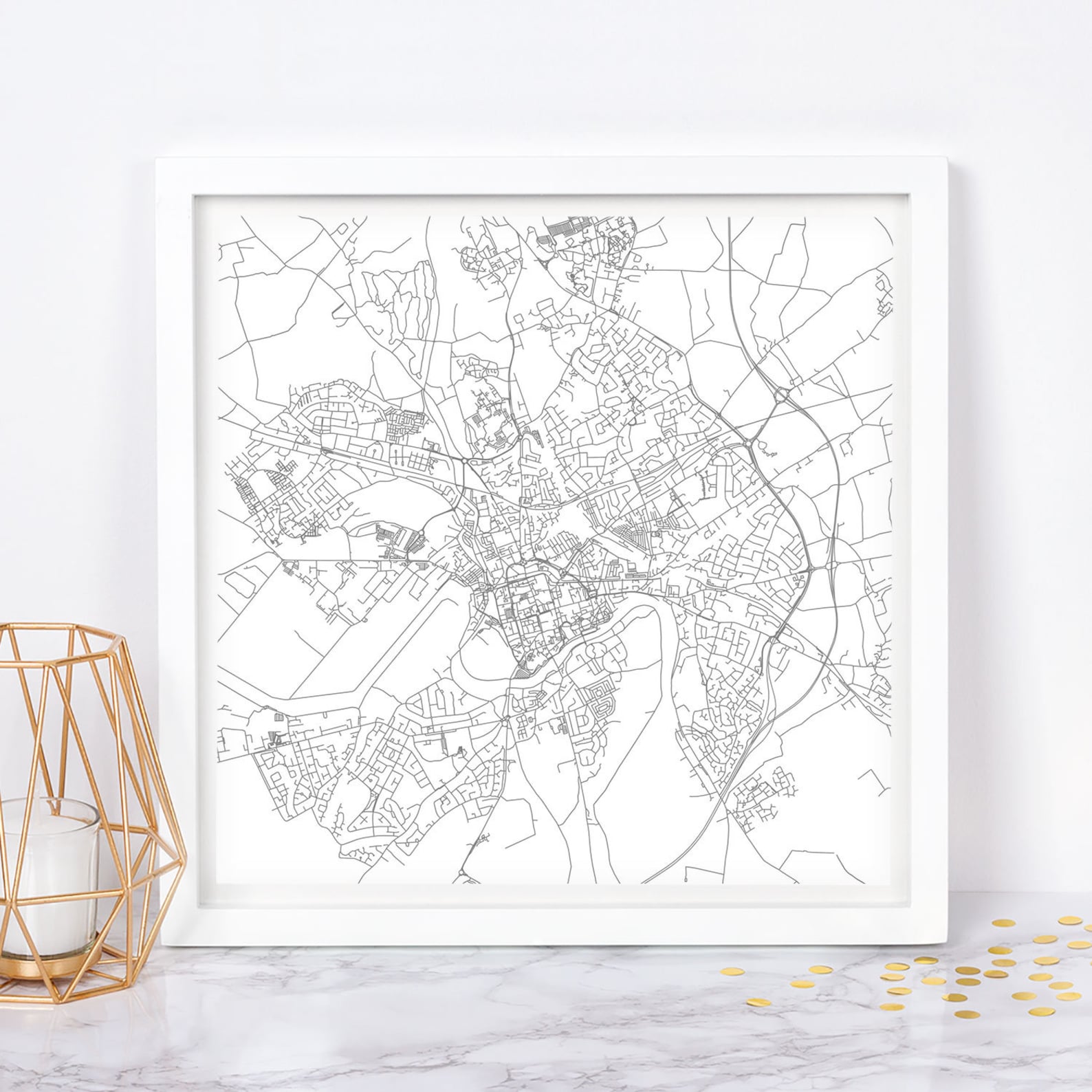CHESTER CITY MAP - Fine Art Map Poster - Chester Map Print Minimalist ...