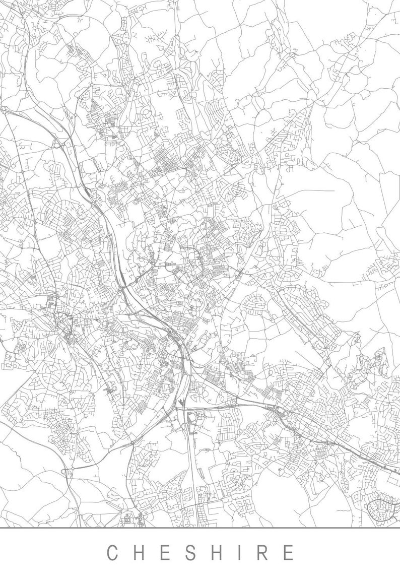 CHESHIRE MAP High Quality Giclee Print Minimalist Cheshire | Etsy
