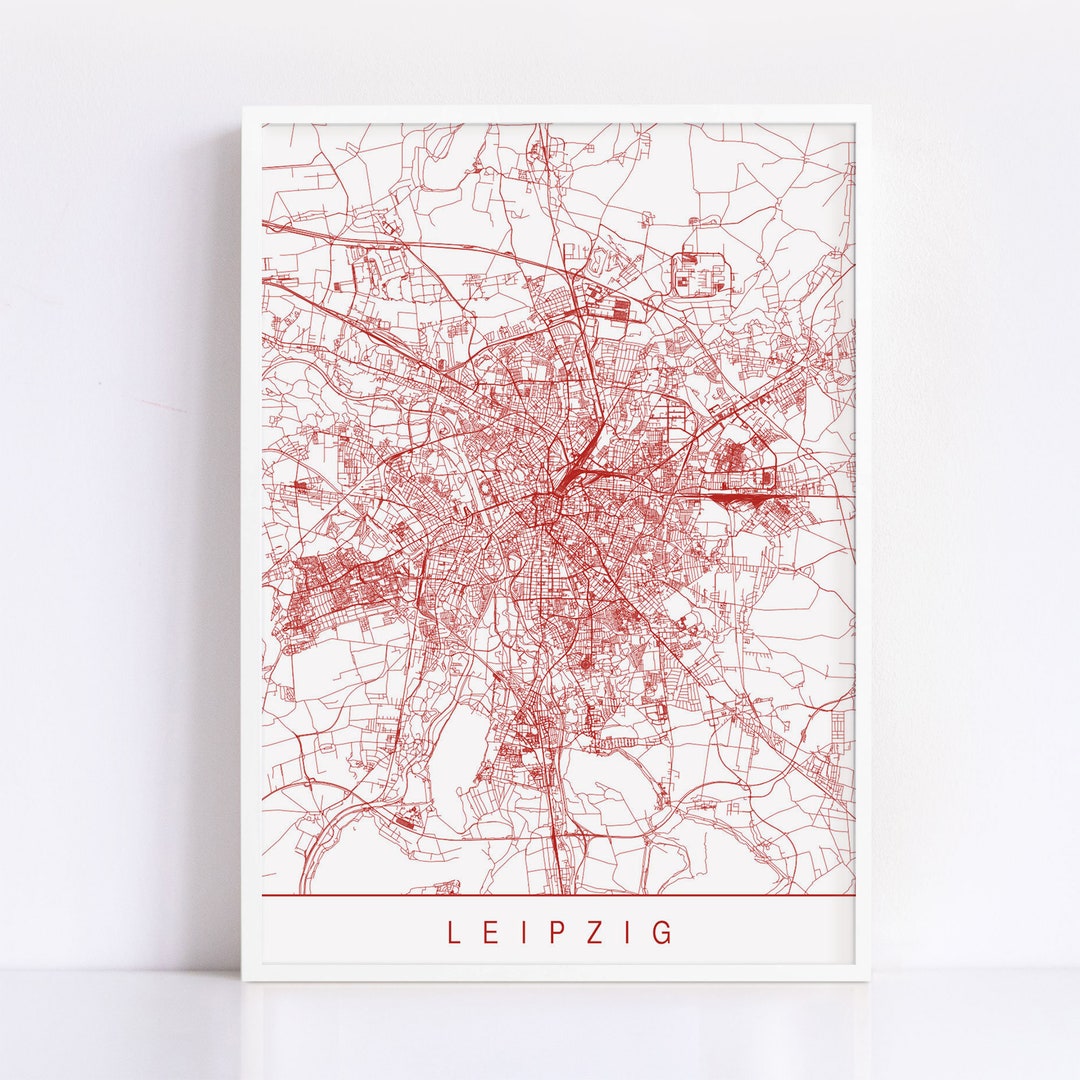 LEIPZIG MAP - High Quality Giclee Print, Minimalist Leipzig Art Print ...