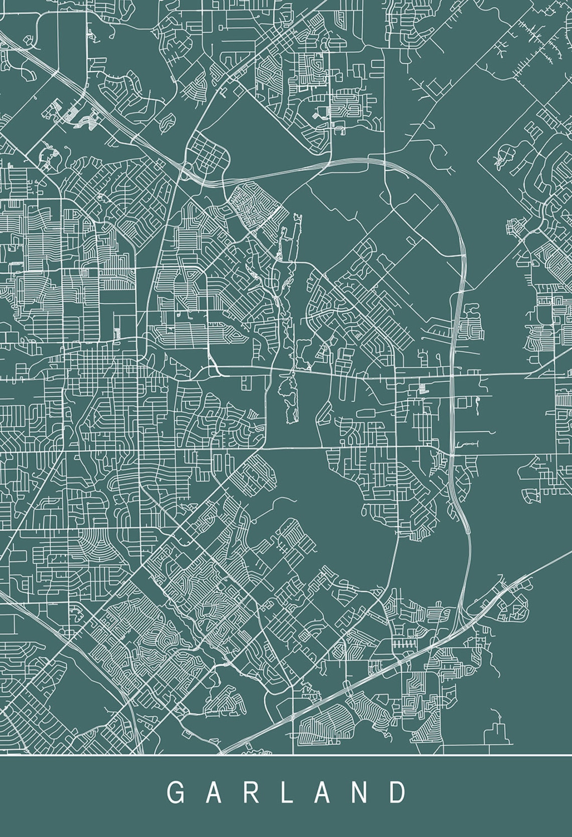 GARLAND CITY MAP Line Art City Map Road Map of Garland - Etsy